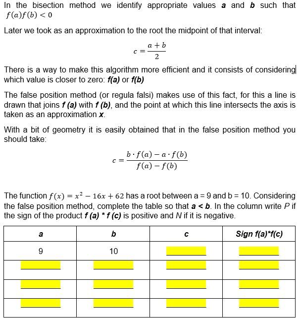 Solved In the bisection method we identify appropriate | Chegg.com