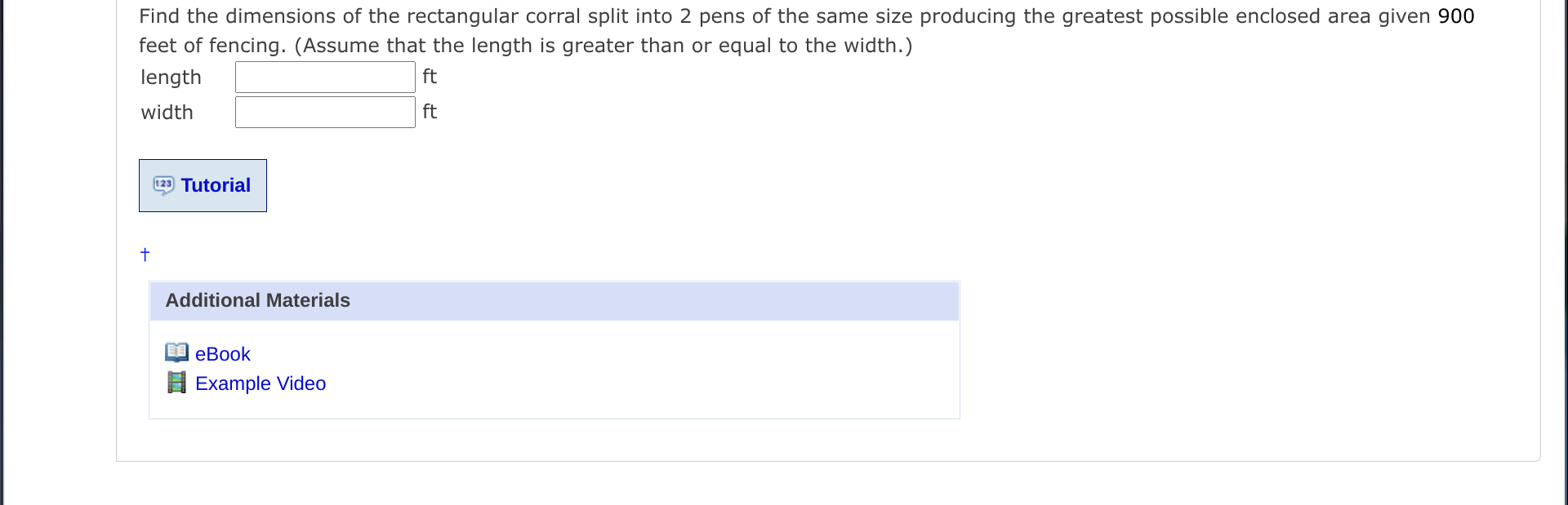 Solved Find the dimensions of the rectangular corral split | Chegg.com