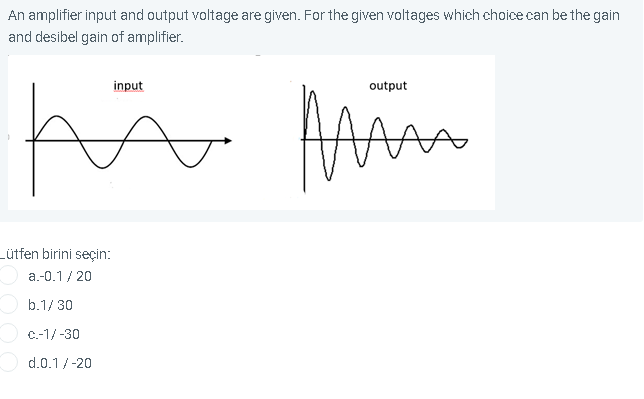 Solved An amplifier input and output voltage are given. For | Chegg.com