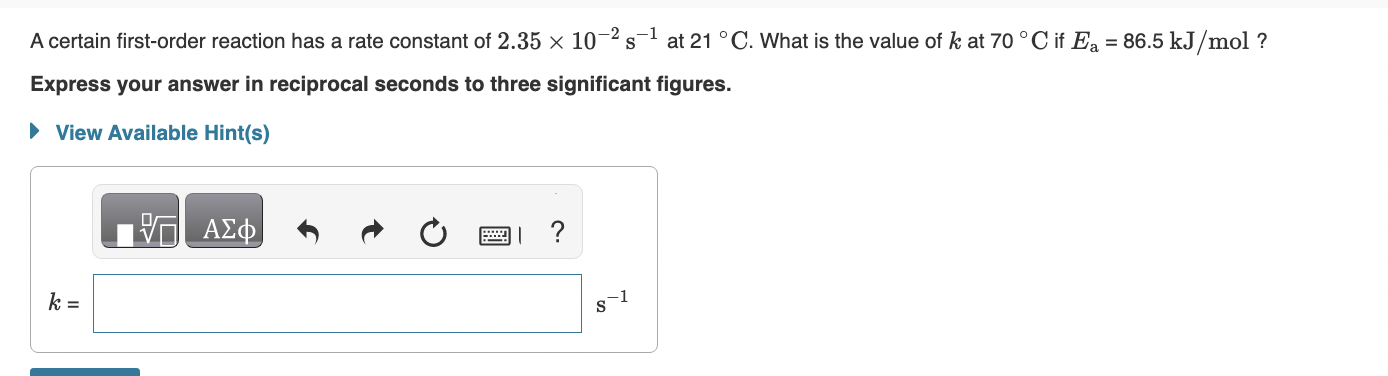 Solved A Certain First Order Reaction Has A Rate Constant Of