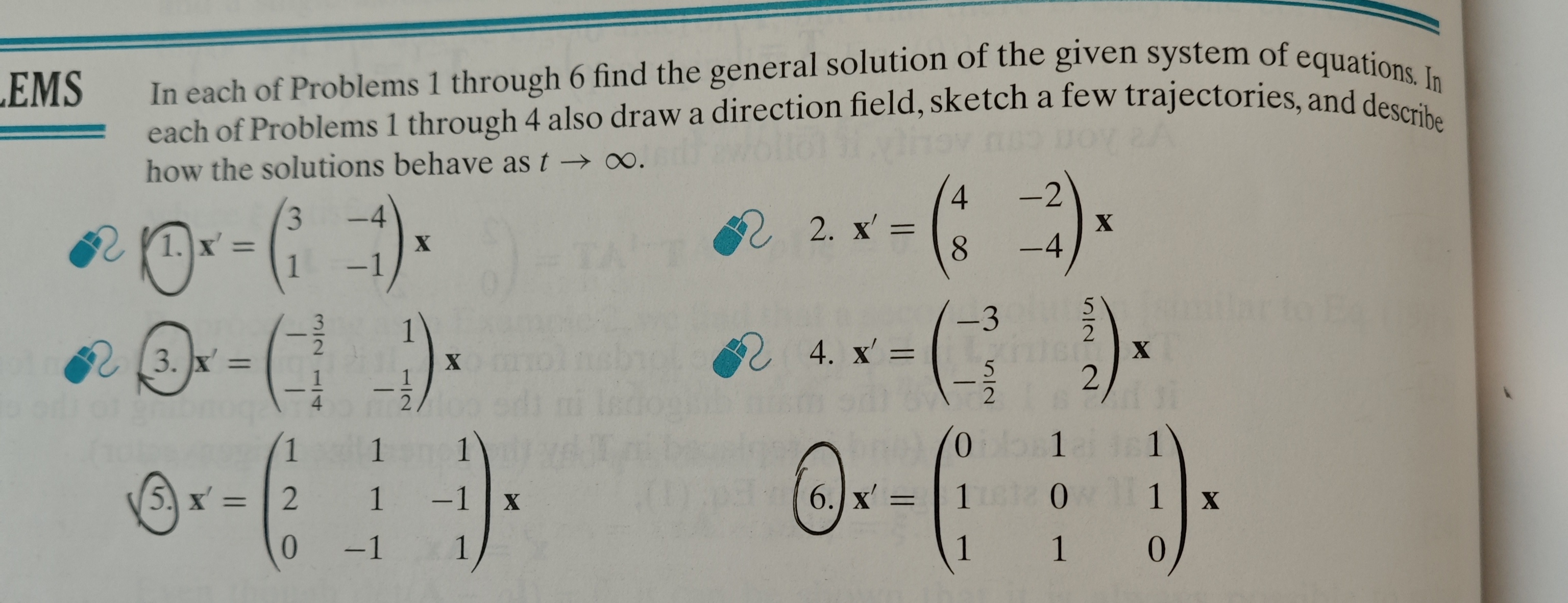 Solved In each of Problems 1 through 6 find the general | Chegg.com
