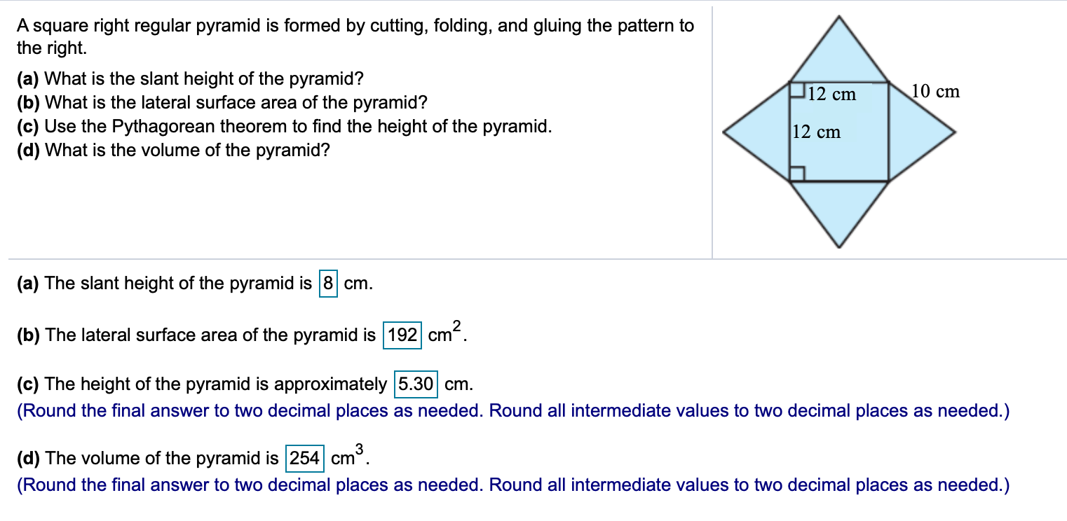 Solved A square right regular pyramid is formed by cutting, | Chegg.com