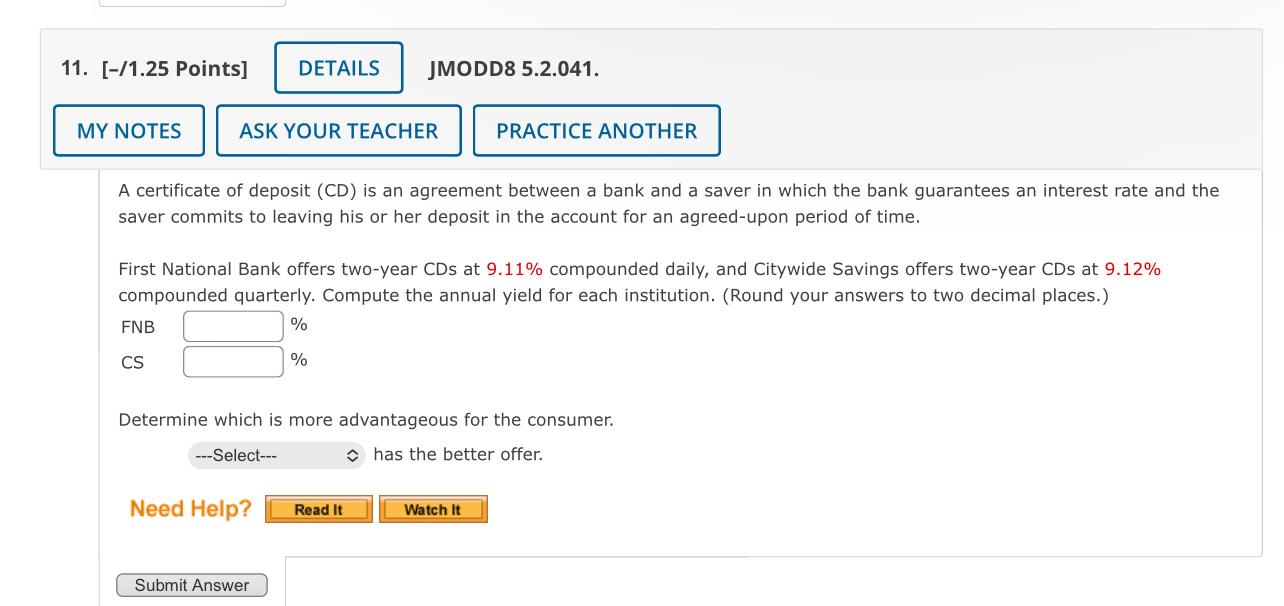 Solved A certificate of deposit (CD) ﻿is an agreement | Chegg.com
