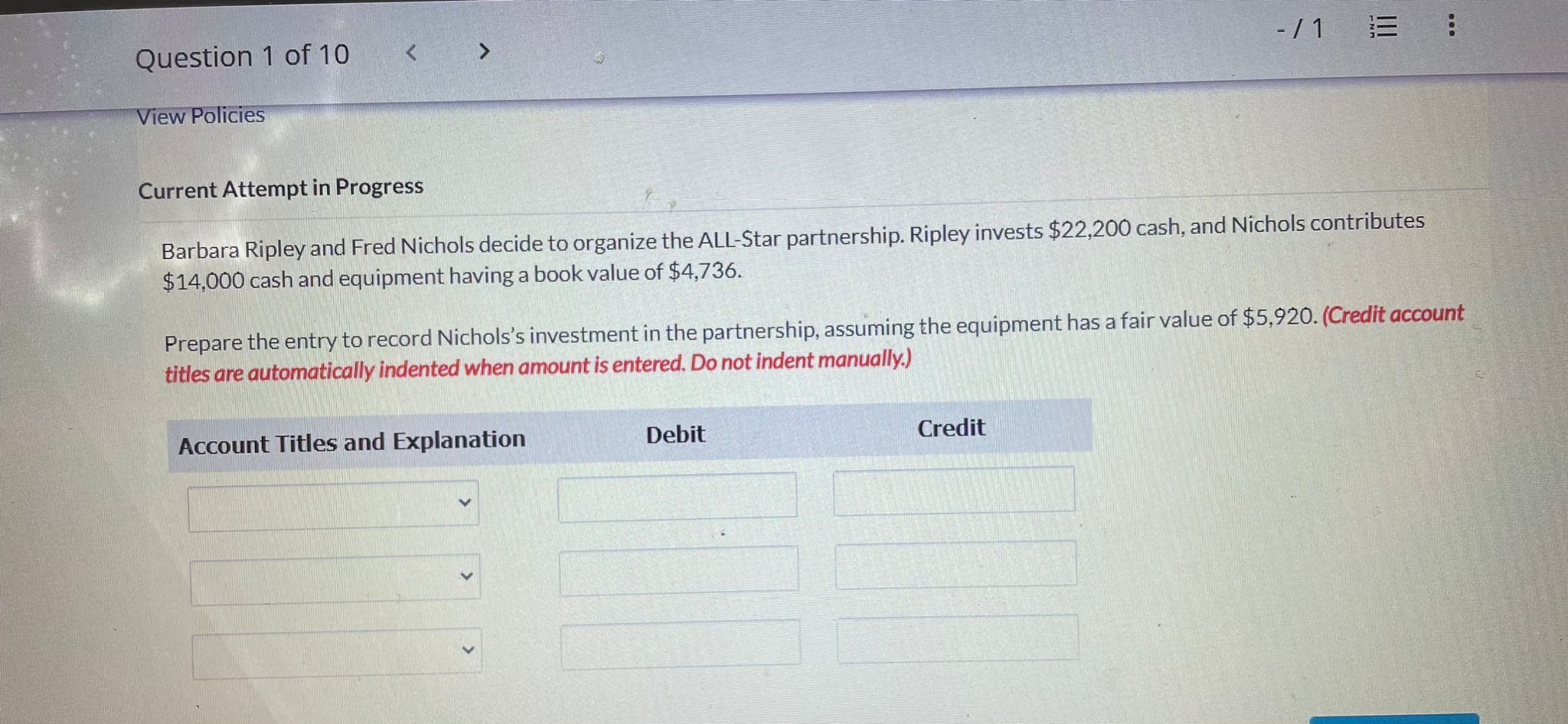 Solved Current Attempt in Progress Barbara Ripley and Fred | Chegg.com