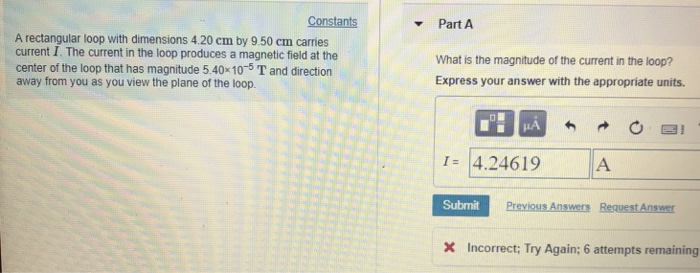 Solved Constants Part A A rectangular loop with dimensions | Chegg.com