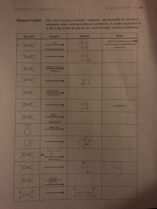 Solved fill in the missing reactants, reagents and products | Chegg.com