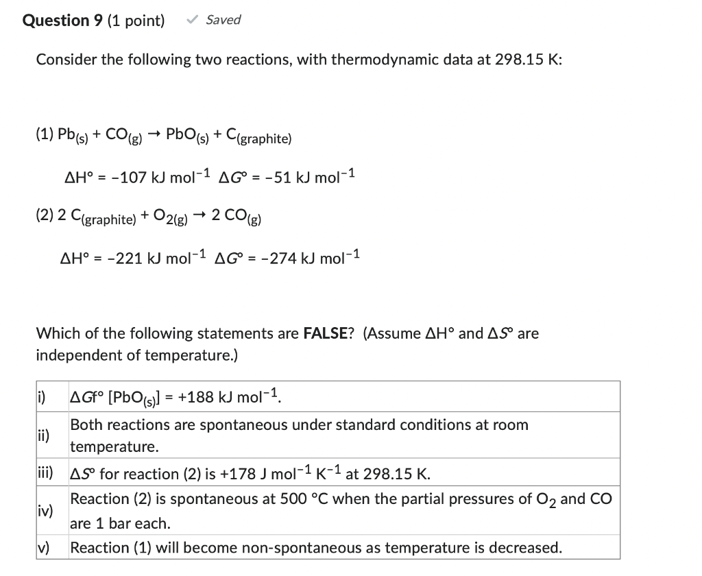 Solved Consider the following two reactions, with | Chegg.com