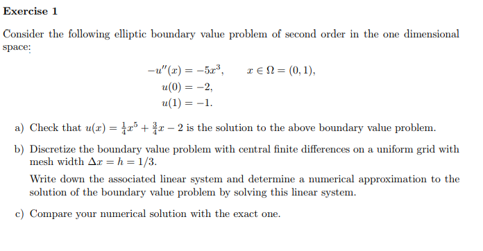 Solved Exercise 1 Consider The Following Elliptic Boundary