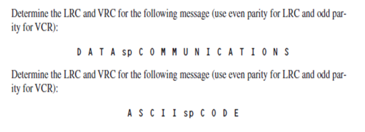 Solved Determine the LRC and VRC for the following message | Chegg.com