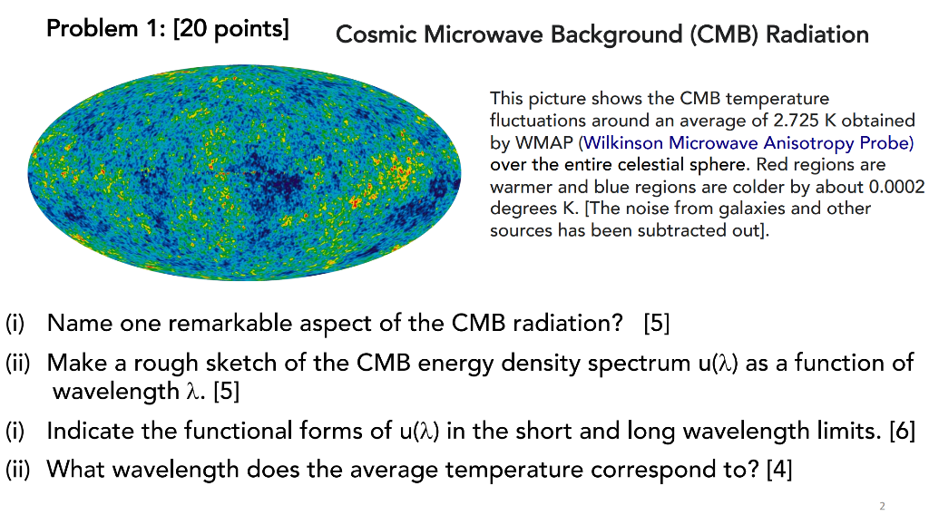 Solved Problem 1: (20 points] Cosmic Microwave Background | Chegg.com