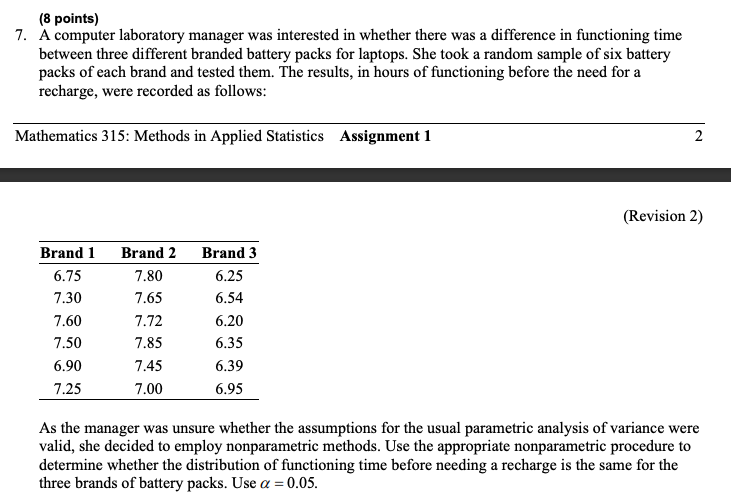Solved (8 points) 7. A computer laboratory manager was | Chegg.com