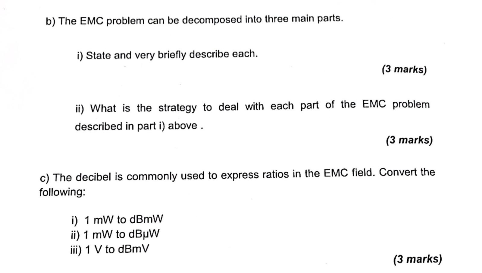 Solved b) The EMC problem can be decomposed into three main | Chegg.com