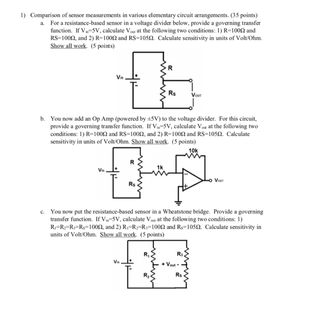 Solved 1) Comparison of sensor measurements in various | Chegg.com