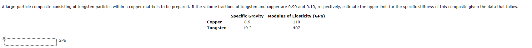 Solved A large-particle composite consisting of tungsten | Chegg.com