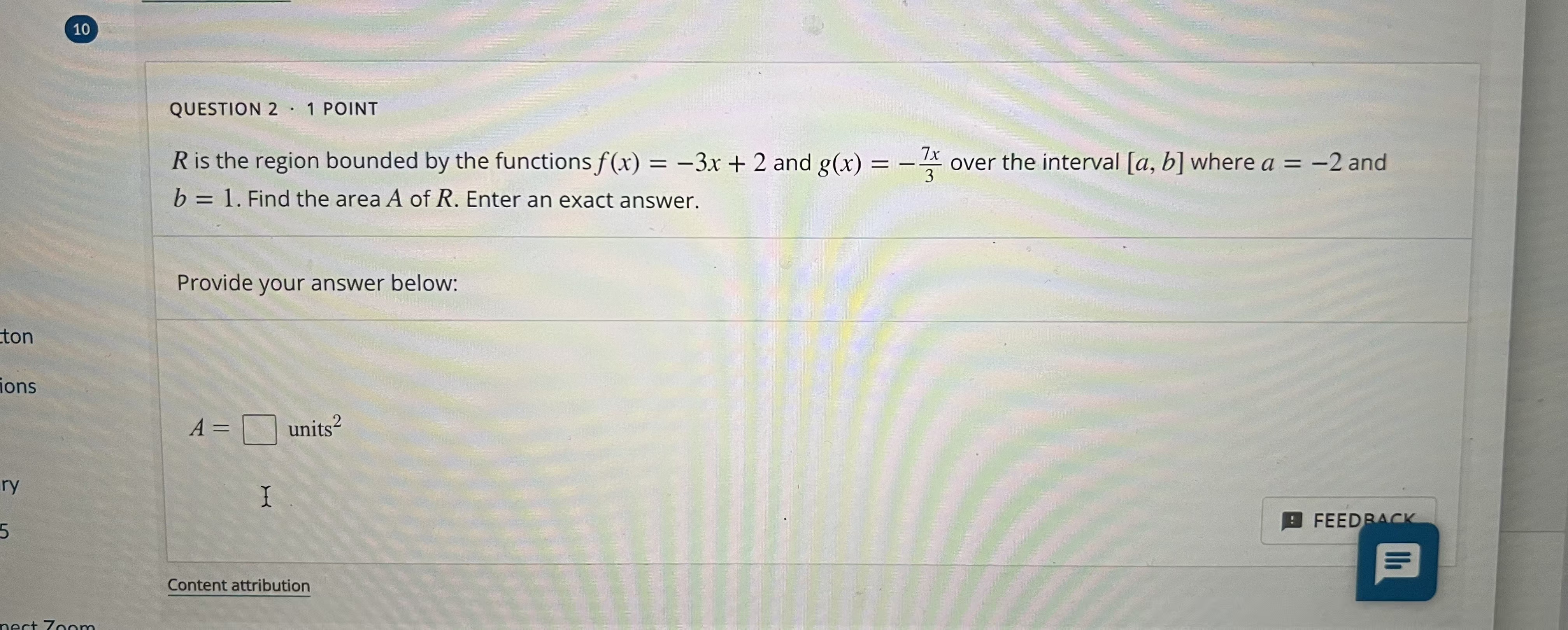 Solved R is the region bounded by the functions f(x)=−3x+2 | Chegg.com