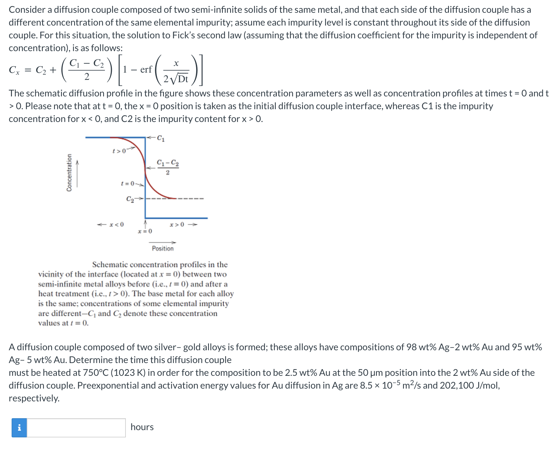 Solved by an EXPERT A diffusion couple composed of ﻿two silver- ﻿gold | Chegg.com