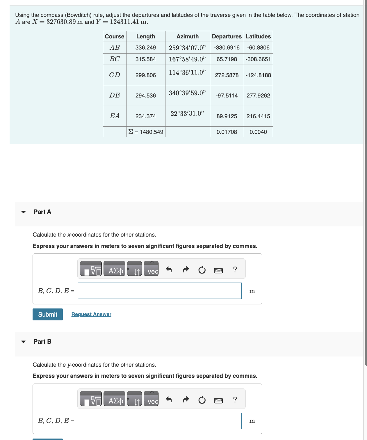 Solved by an EXPERT Using the compass (Bowditch) ﻿rule, adjust the | Chegg.com