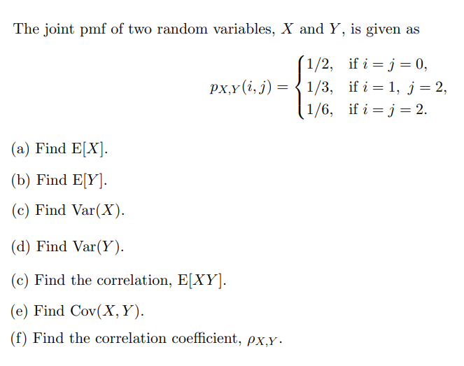 Solved The joint pmf of two random variables, x ﻿and Y, ﻿is | Chegg.com