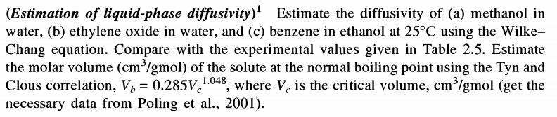 Solved (Estimation of liquid-phase diffusivity)1 Estimate | Chegg.com