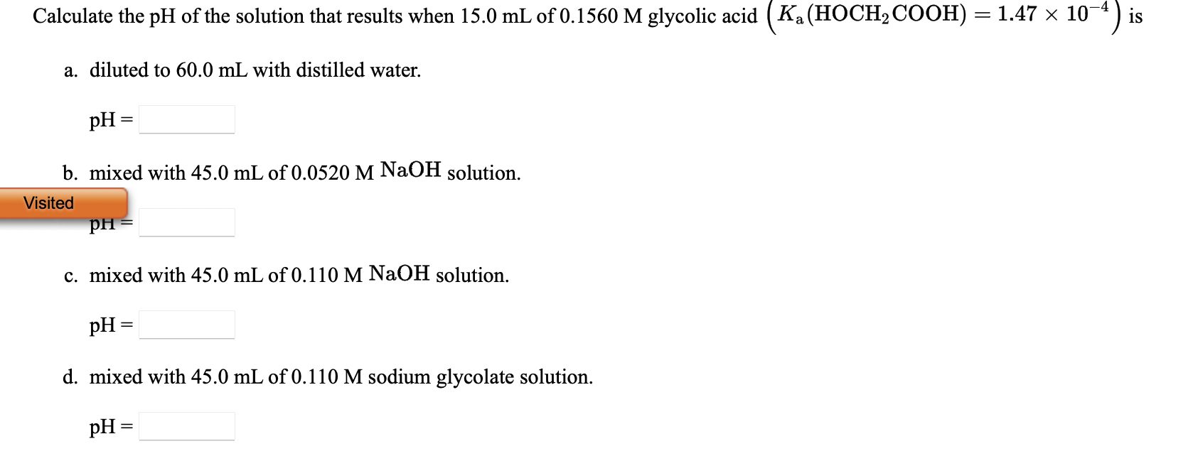 Solved Calculate the pH of the solution that results when | Chegg.com