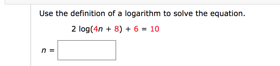 Solved Use the definition of a logarithm to solve the | Chegg.com