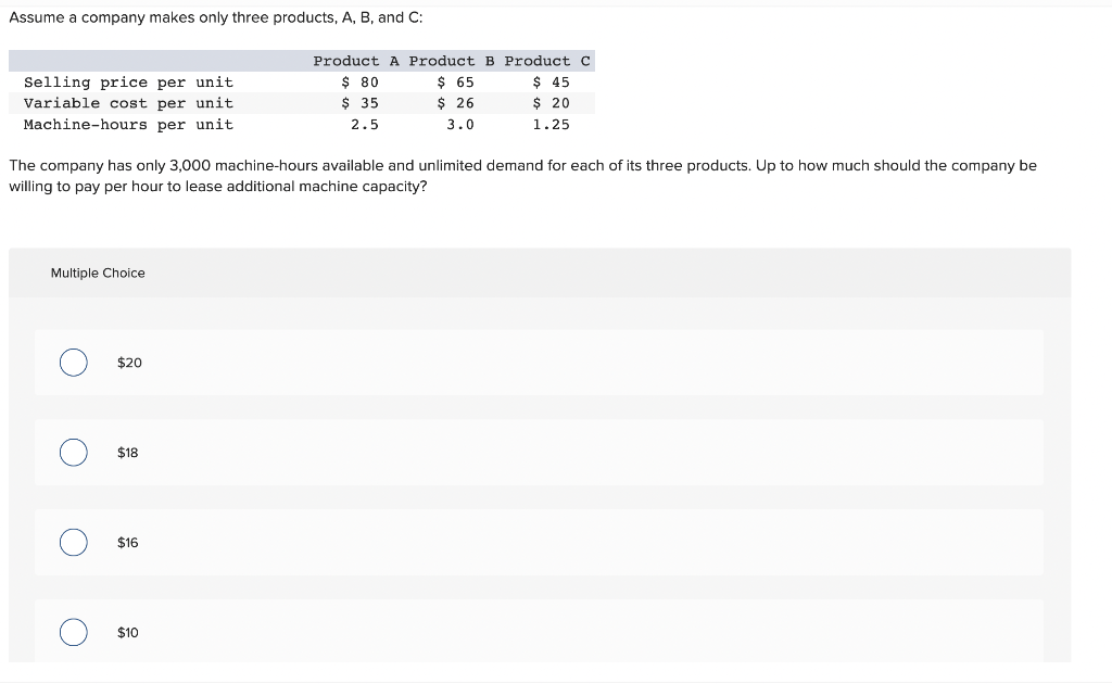 Solved Assume a company makes only three products, A, B, and | Chegg.com