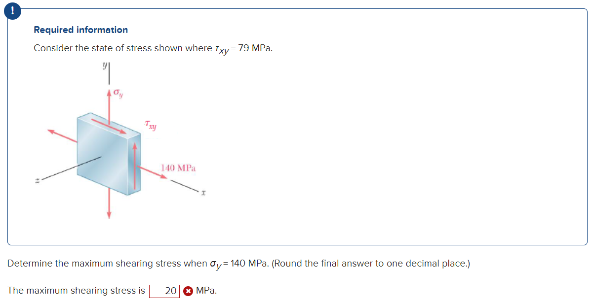 Solved !Required informationConsider the state of stress | Chegg.com