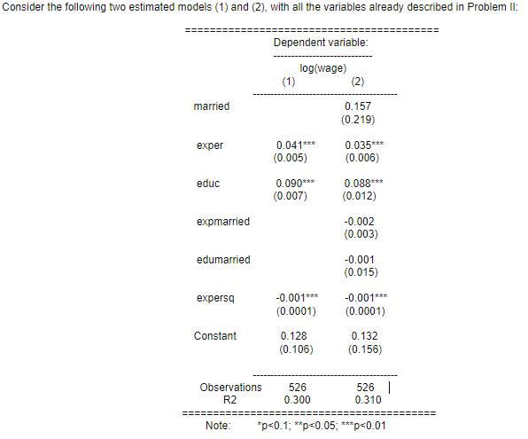 Solved a) From model (2), what is the estimated return to | Chegg.com