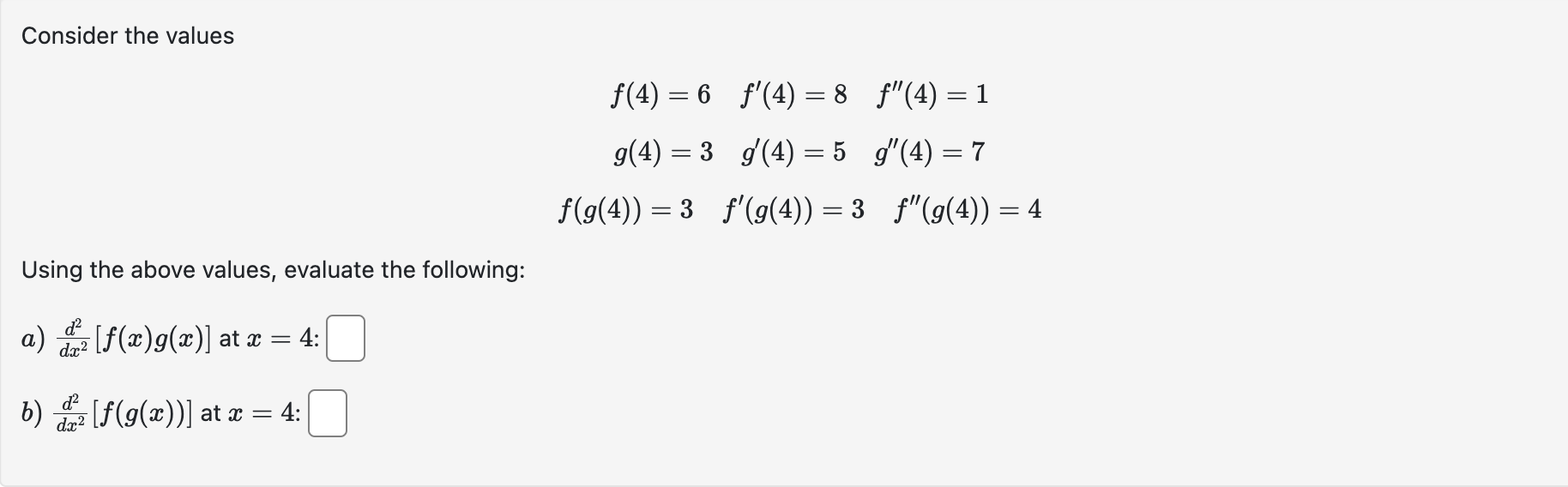 Solved Consider the values | Chegg.com