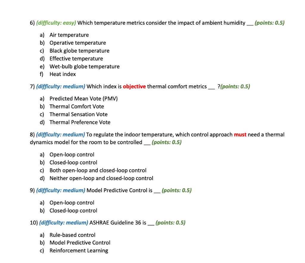 Solved 6 Difficulty Easy Which Temperature Metrics