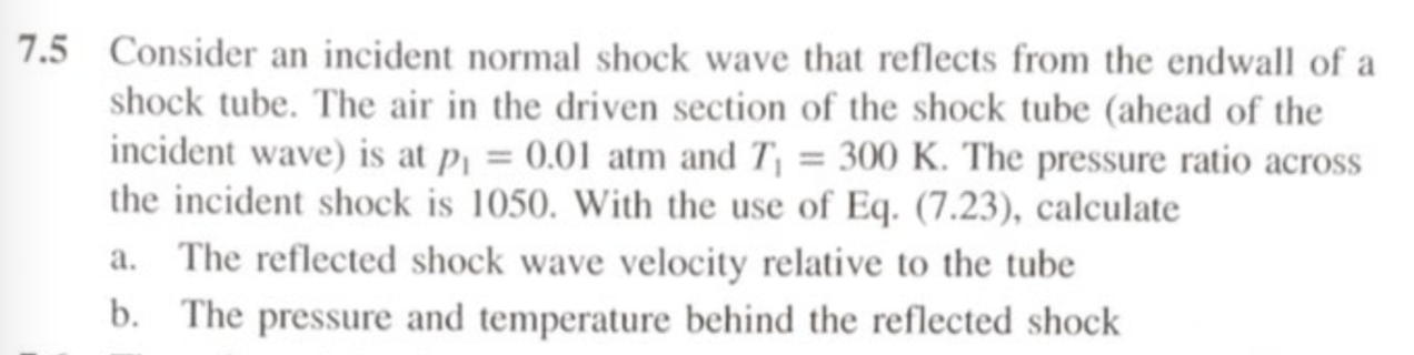 6 The reflected shock wave associated with a given | Chegg.com