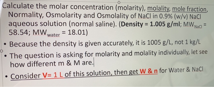 Solved Calculate the molar concentration (molarity), | Chegg.com