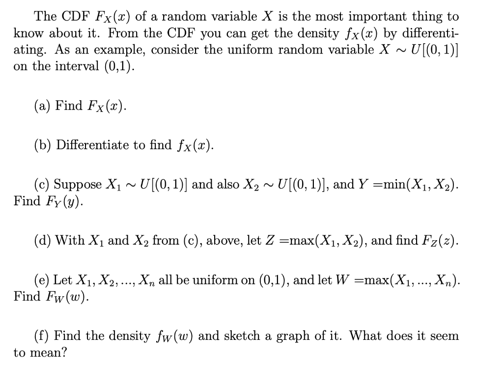 Solved The CDF Fx(x) of a random variable X is the most | Chegg.com