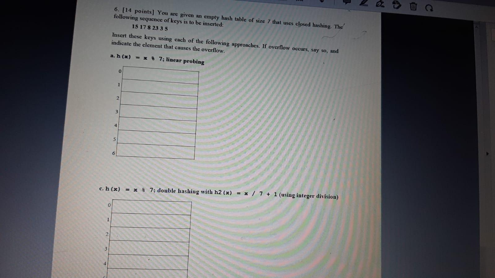 Solved 3 A 6 14 Points You Are Given An Empty Hash Table 