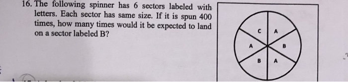 Solved 16. The following spinner has 6 sectors labeled with | Chegg.com