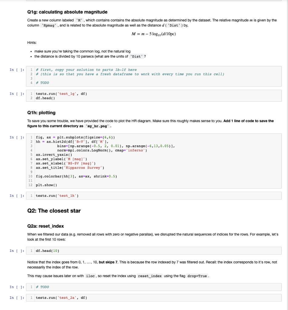Q1g: calculating absolute magnitude Create a new | Chegg.com