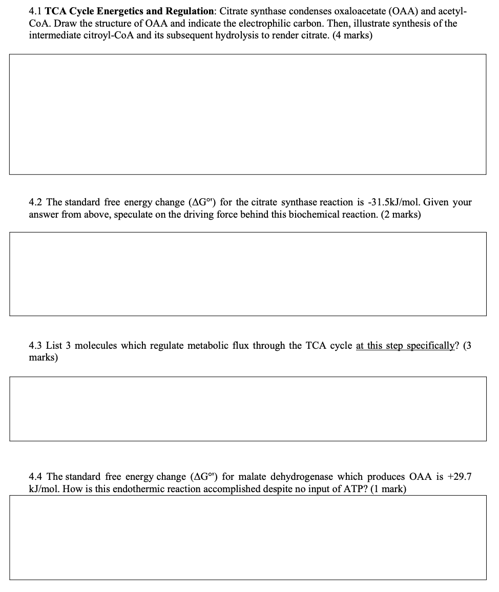 Solved 4.1 TCA Cycle Energetics and Regulation: Citrate | Chegg.com