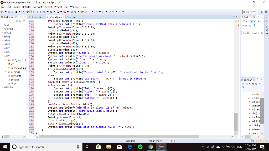 edipse workspace P9/src/Point.java Eclipse IDE File | Chegg.com