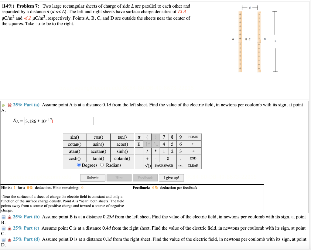 Solved (14\%) Problem 7: Two large rectangular sheets of | Chegg.com