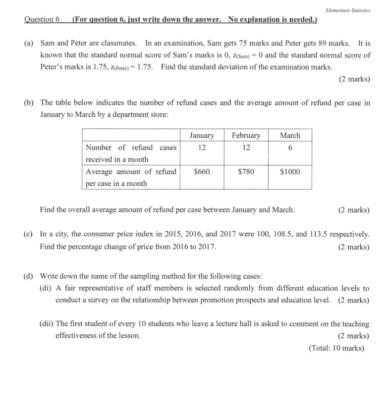 Solved Elementary Statistics Question 6 (For question 6, | Chegg.com
