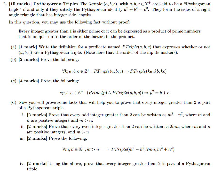 Solved PLEASE explain your steps: Pythagorean Triples The | Chegg.com