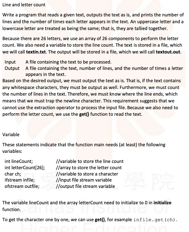 Solved Line and letter count Write a program that reads a | Chegg.com