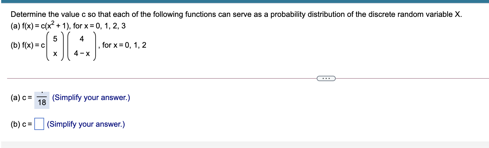 Solved Determine the value c so that each of the following | Chegg.com