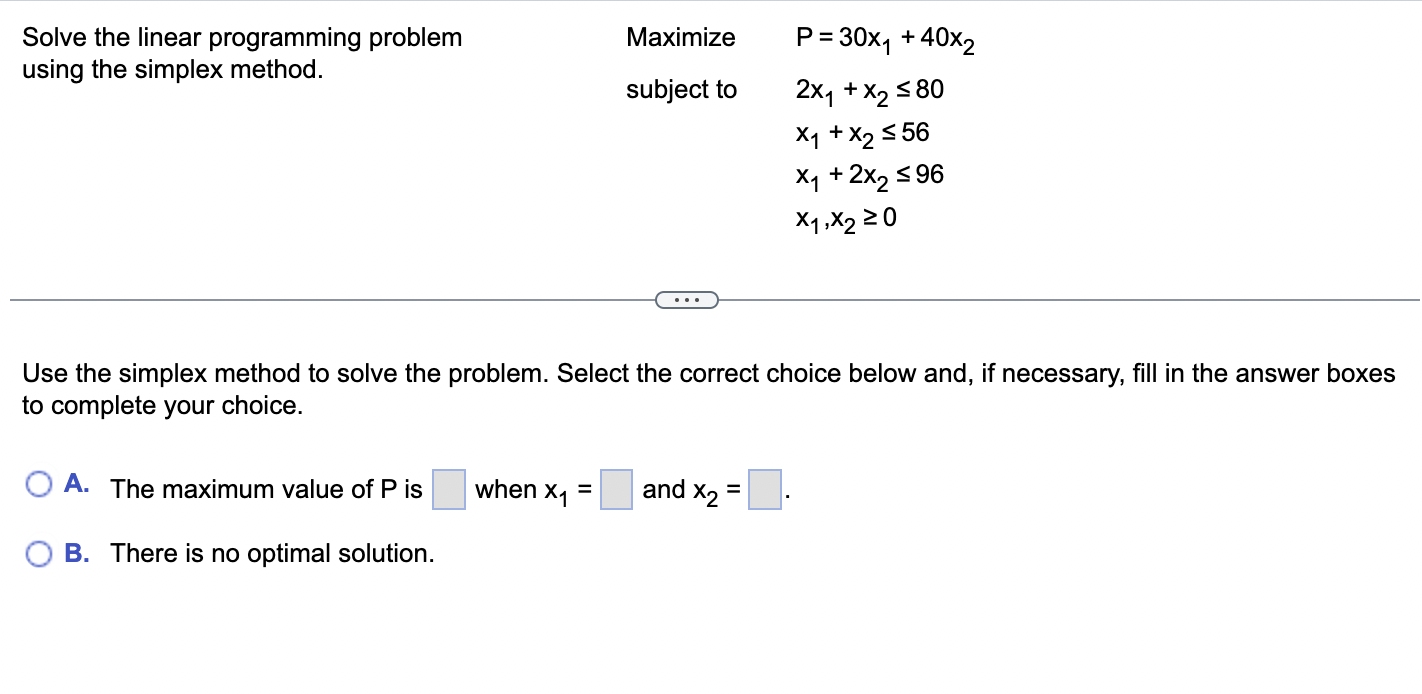 Solved Solve the linear programming problem using the | Chegg.com