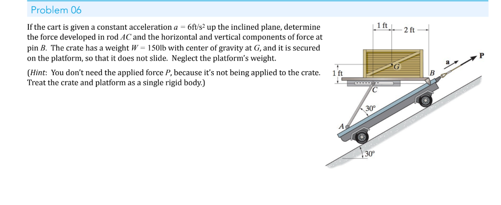 Solved Problem 06 1 ft If the cart is given a constant | Chegg.com