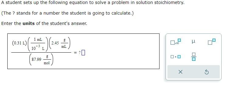 Solved A student sets up the following equation to solve a | Chegg.com