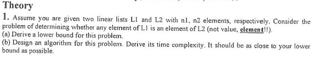 Solved Theory 1. Assume you are given two linear lists LI | Chegg.com