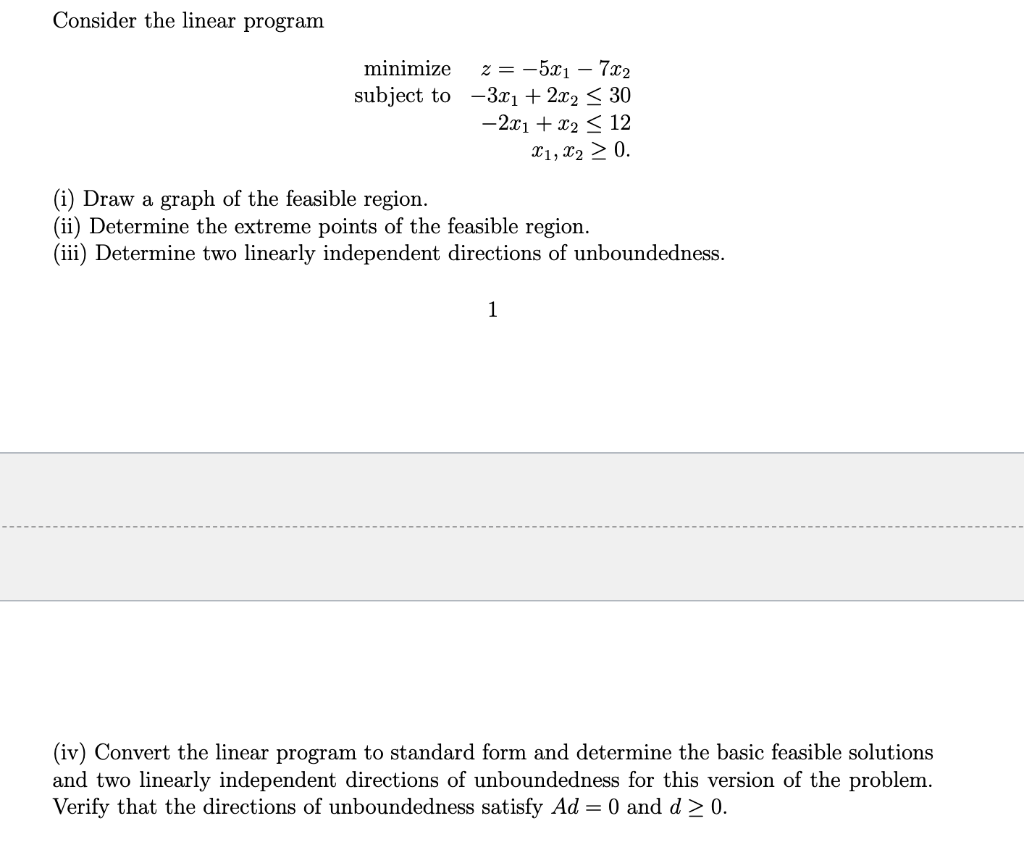 Solved Consider the linear program minimize subject to | Chegg.com