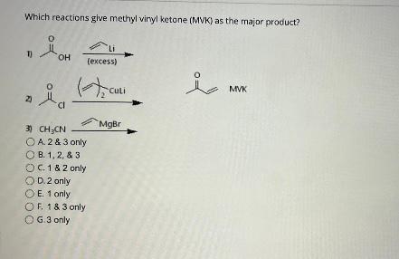 Solved Which reactions give methyl vinyl ketone (MVK) as the | Chegg.com