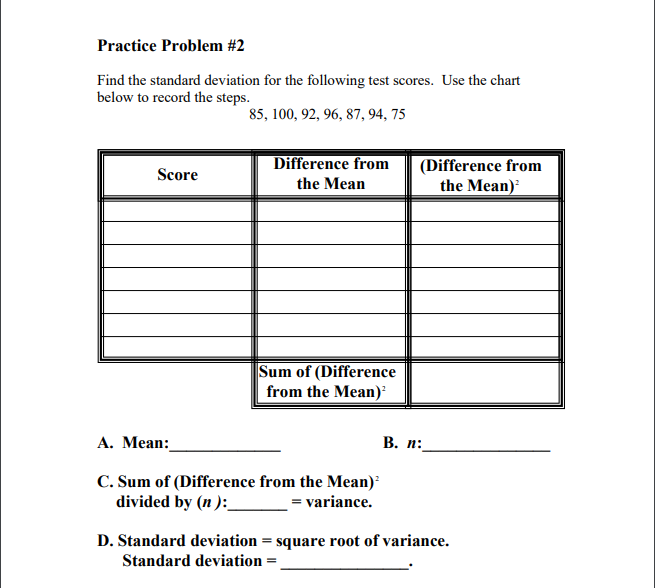 Solved Practice Problem #2 Find the standard deviation for | Chegg.com